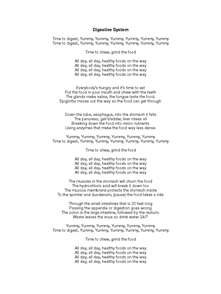 Digestive Song | PDF