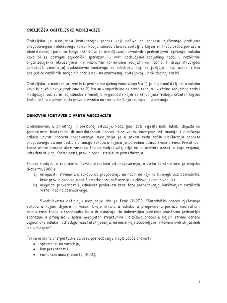 Obiljezja Obiteljske Medijacije | PDF