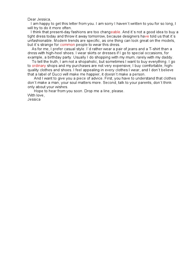 Dear Jessica | PDF | Home & Garden