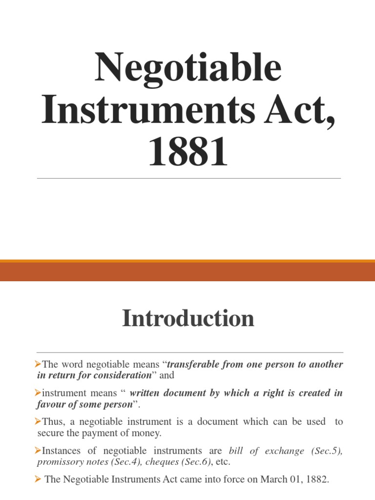 4 - Negotiable Instrument Act PDF | PDF | Negotiable Instrument | Cheque