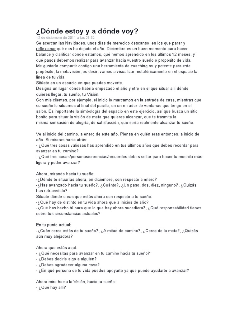 ¿Dónde Estoy y A Dónde Voy | PDF