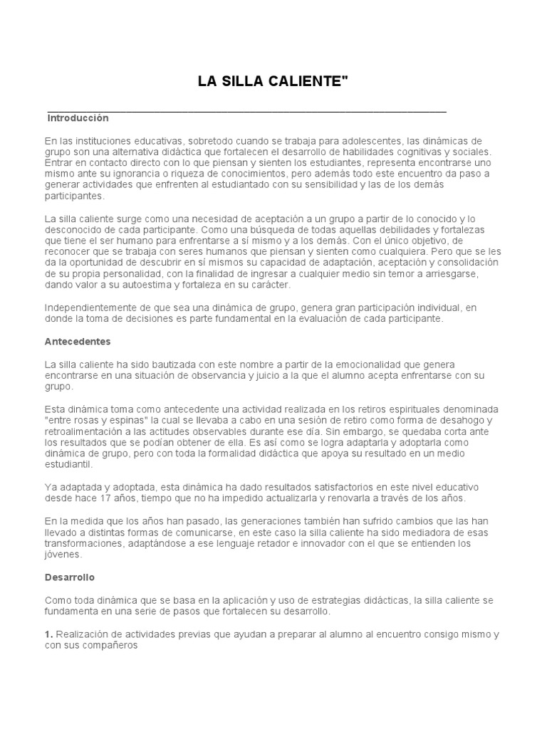 La Silla Caliente | PDF | Autoestima | Comportamiento