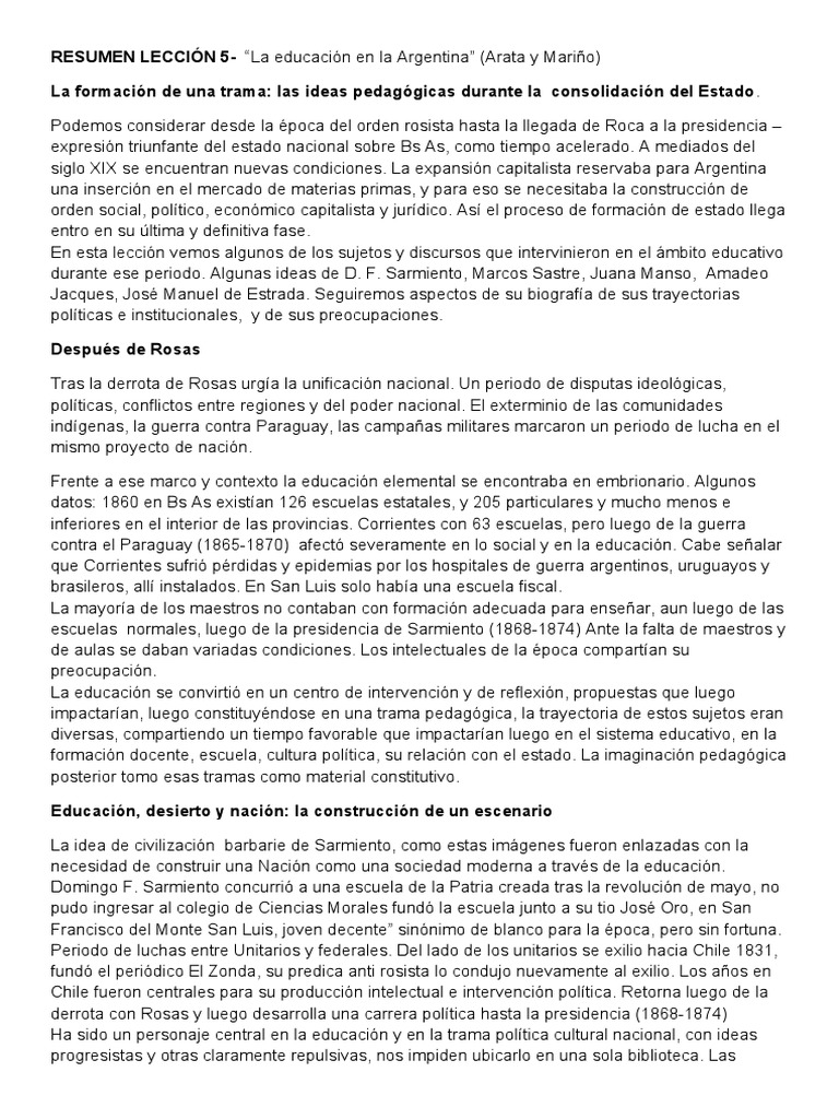 RESUMEN LECCIÓN 5 Arata y Mariño | PDF | Estado (política) | Nación