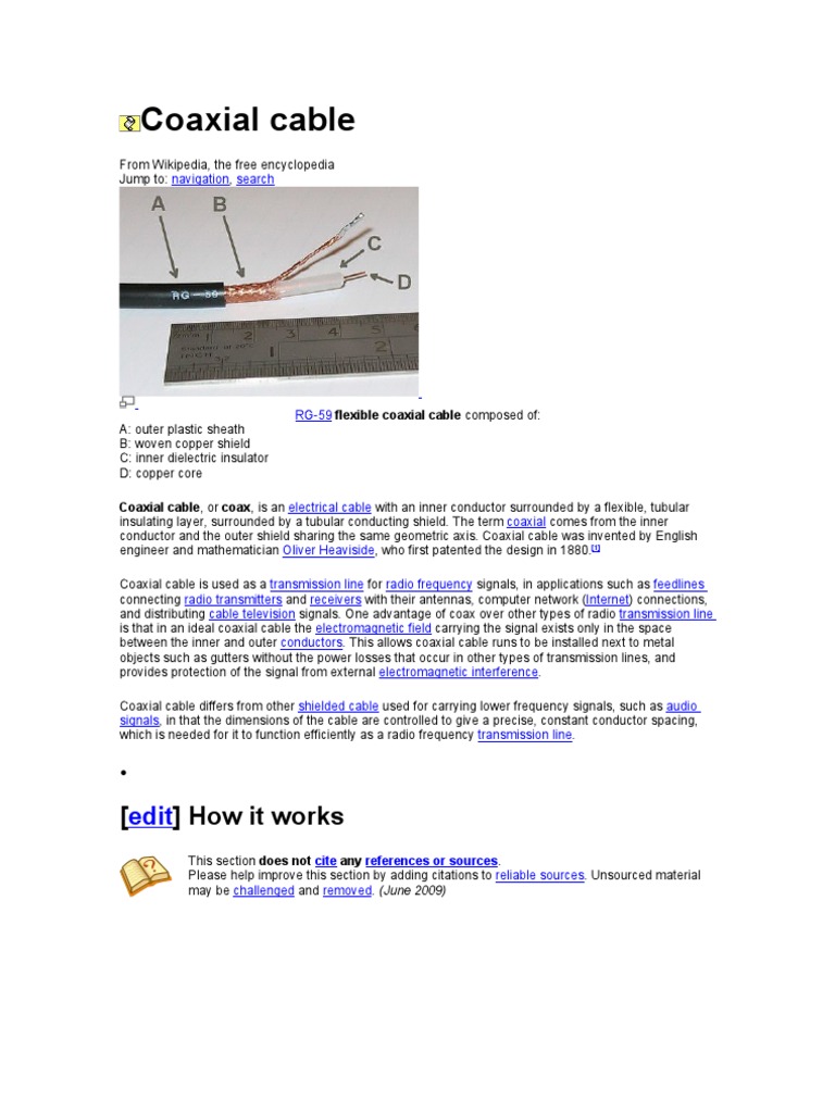 Coaxial Cable: Design and Functionality | PDF | Coaxial Cable ...