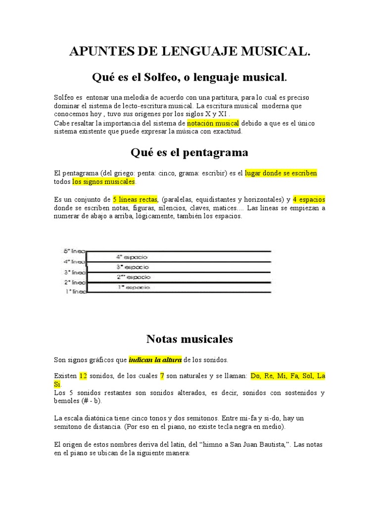 El Pentagrama, Notas y Claves | PDF | Clave | Notación musical