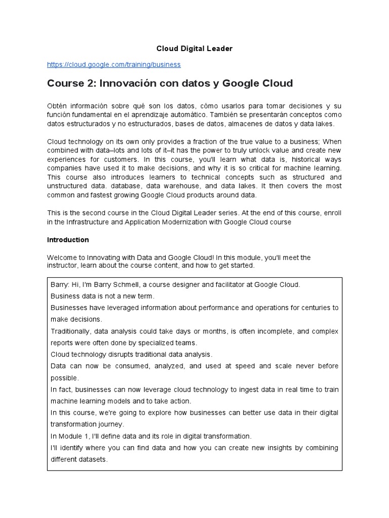 Innovating with Data on Google Cloud | PDF | Cloud Computing | Databases