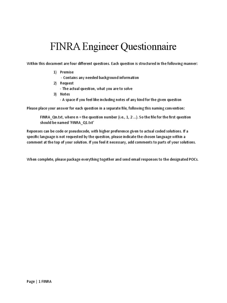 FINRA Prescreen Big Data Engineer | PDF | String (Computer Science ...