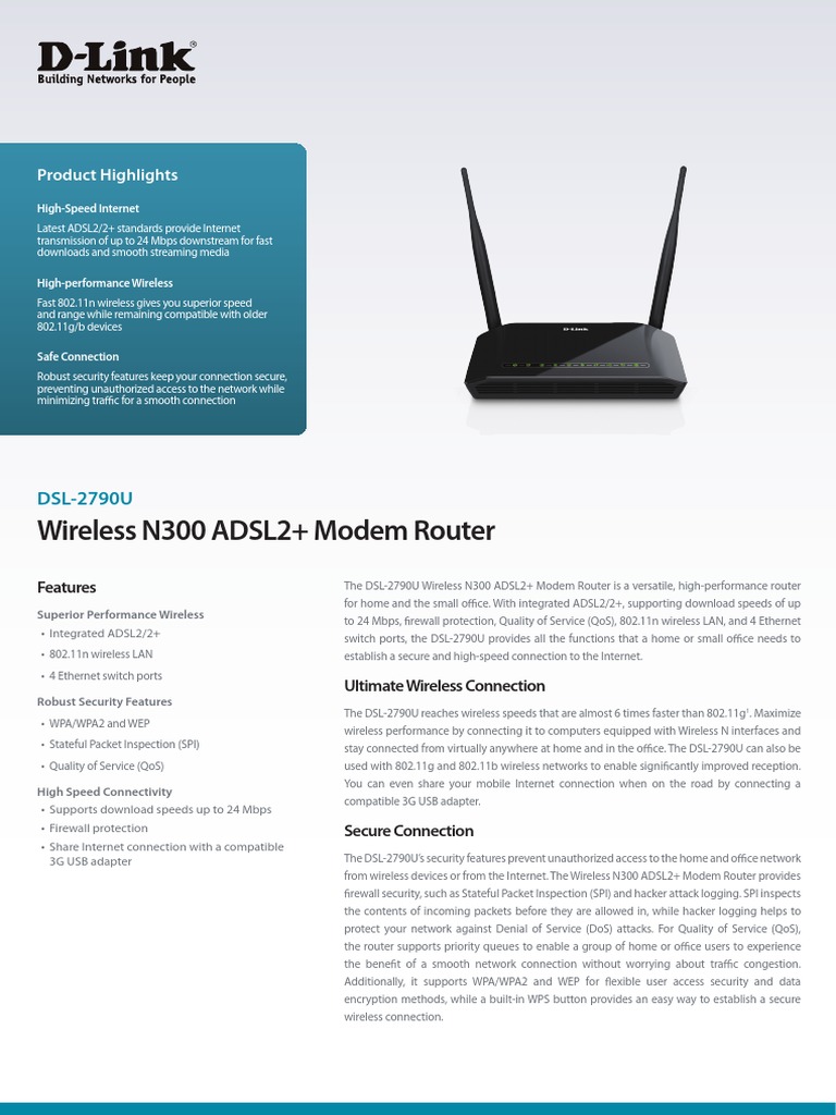 Wireless N300 ADSL2+ Modem Router: Product Highlights | PDF | Wi Fi ...