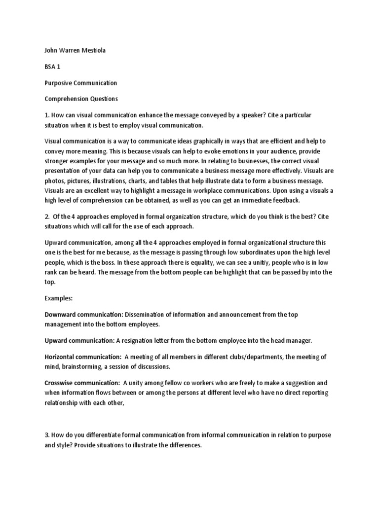 Purposive Communication Assignment | PDF | Communication | Gesture