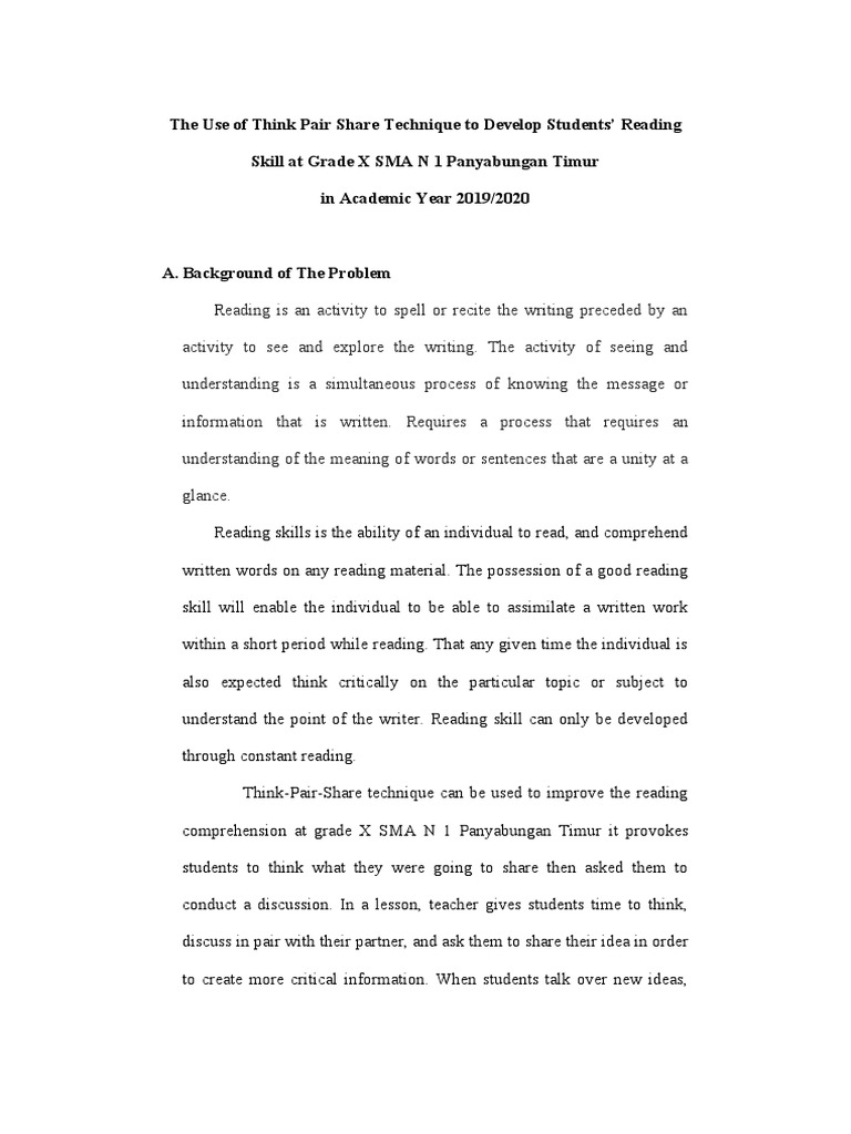 Enhancing Reading Skills with Think-Pair-Share | PDF | Student's T Test ...