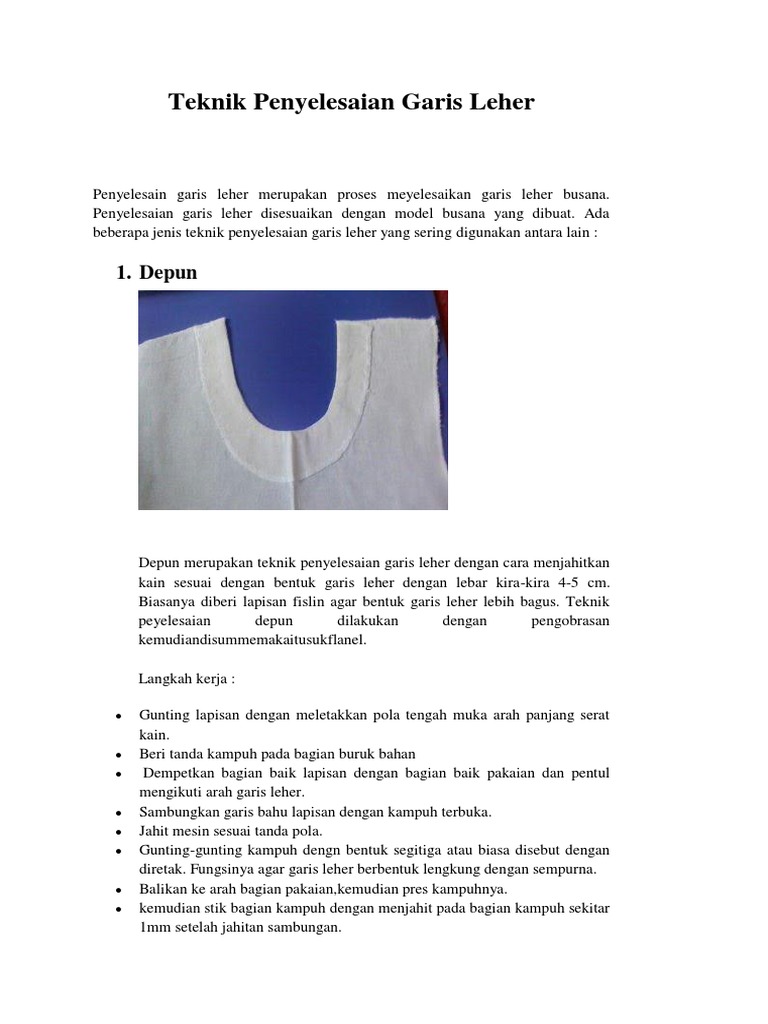 Teknik Penyelesaian Garis Leher | PDF