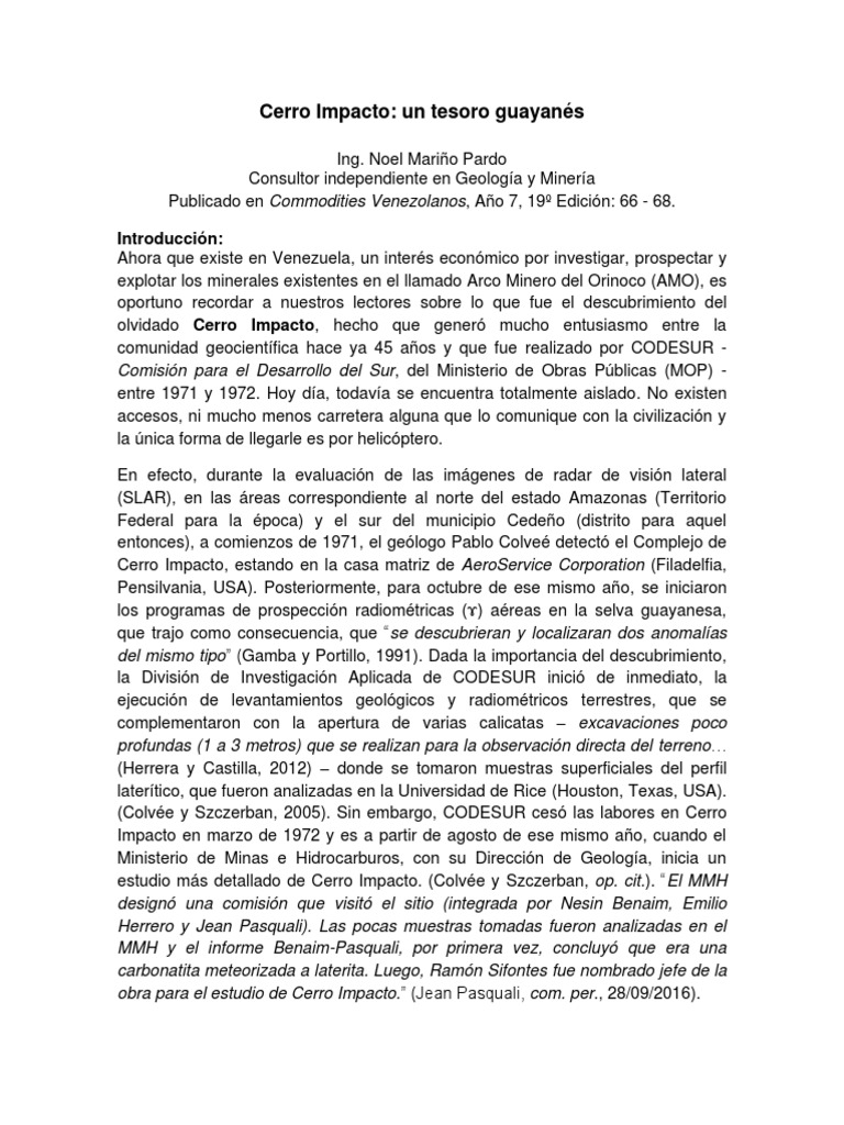 Cerro Impacto: Potencial Minero en Venezuela | PDF | Roca (geología ...