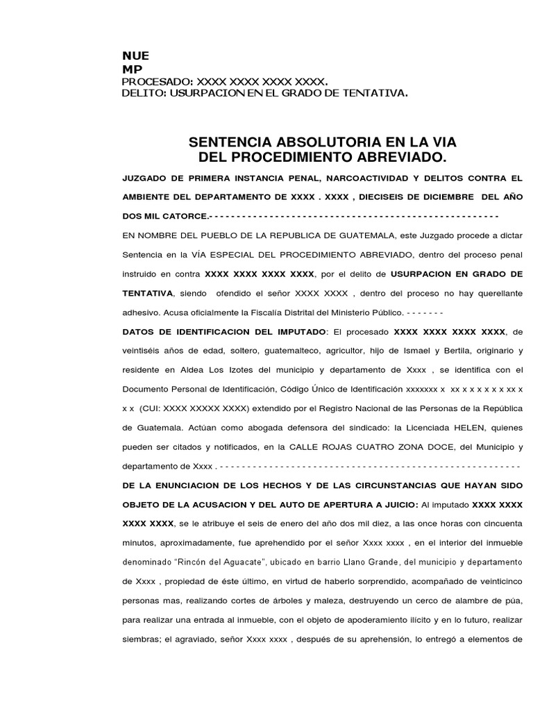 Ejemplos de Sentencia | PDF | Derecho penal | Ley común