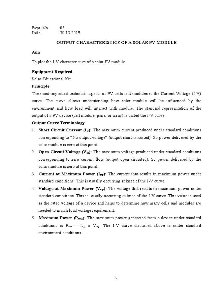 3 Output Characteristics of A Solar PV Module | PDF | Photovoltaics ...