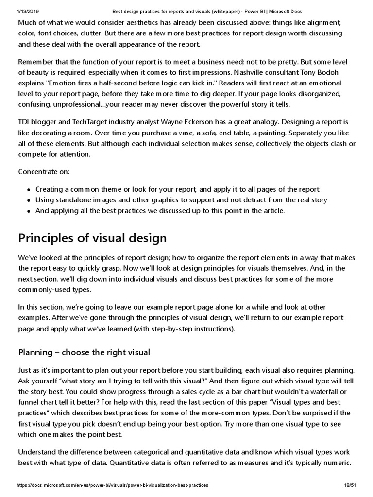 Microsoft - Best Design Practices For Reports and Visuals (1) - Páginas ...