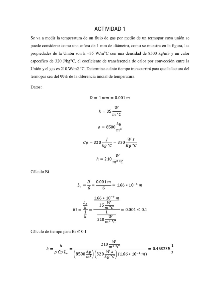 Ejercicios U3 Fenomenos de Transporte 2 | PDF | Calor | Mecánica de Medios Continuos