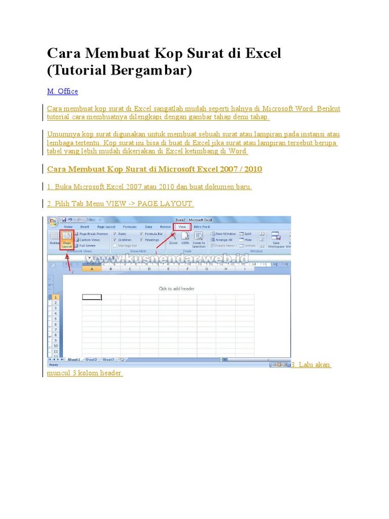 Cara Membuat Kop Surat Di Excel | PDF