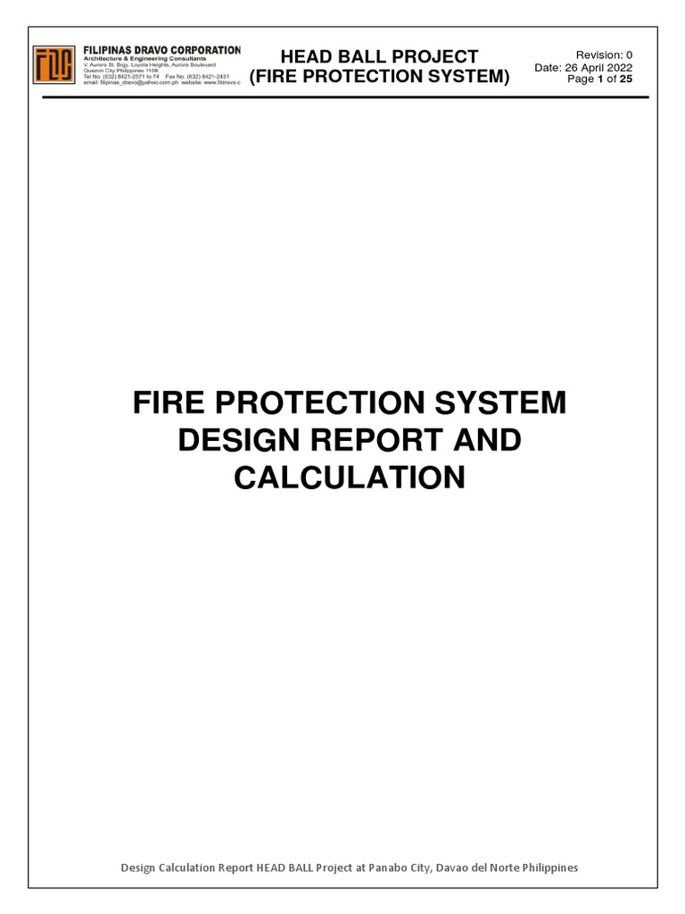 Fire Protection System Design Report | PDF | Fire Sprinkler System | Pump