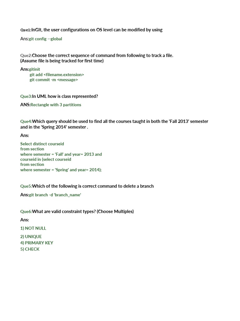 Que1:Ingit, The User Configurations On Os Level Can Be Modified by Using Ans | PDF | Class ...