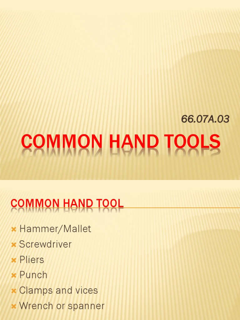 m7 Common Hand Tools | PDF | Nut (Hardware) | Screw