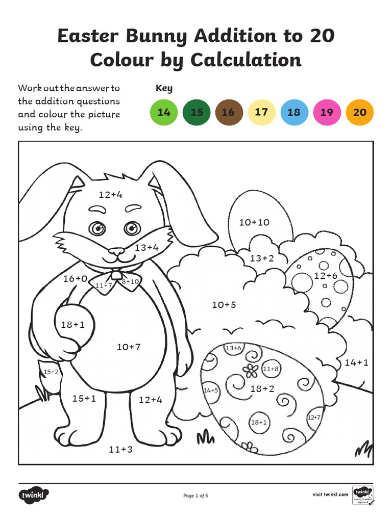 Easter Bunny Addition To 20 Colour by Calculation | PDF | Liturgical ...