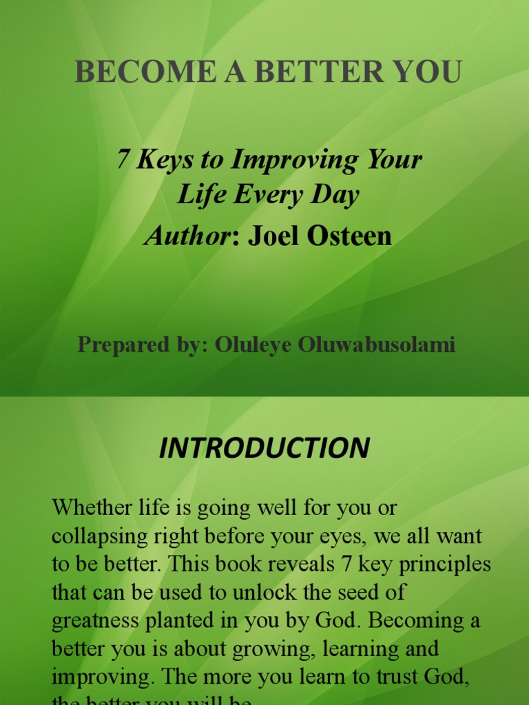 Become A Better You: 7 Keys To Improving Your Life Every Day Author: Joel Osteen | PDF ...