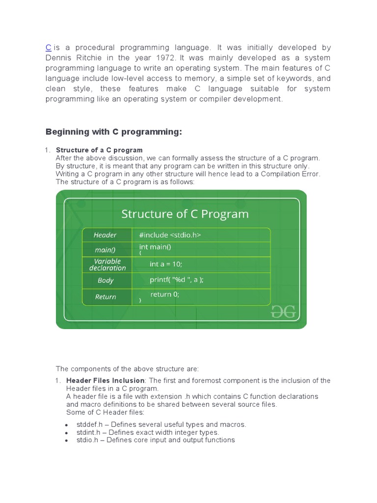 Basics Of C Language Pdf C Programming Language Subroutine