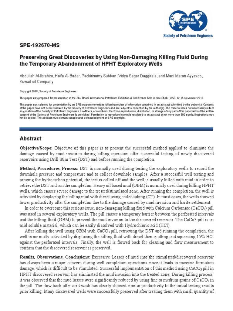 SPE-192670-MS Preserving Great Discoveries by Using Non-Damaging ...