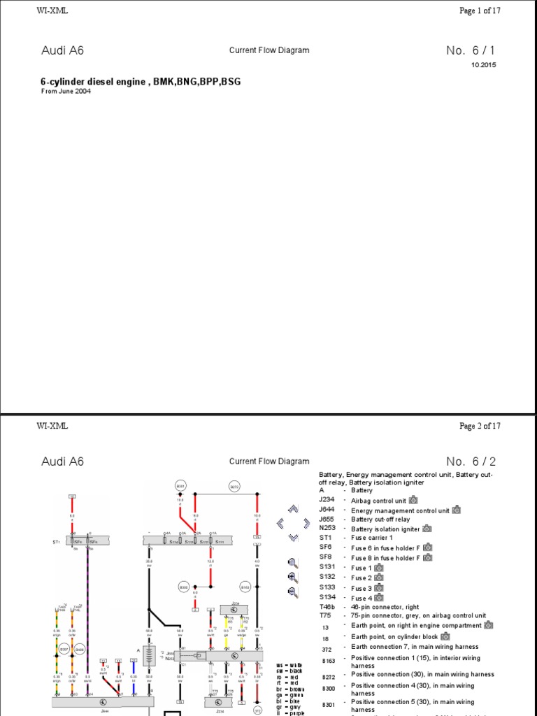 Audi A6 Current Flow Diagrams | PDF | Fuel Injection | Diesel Engine