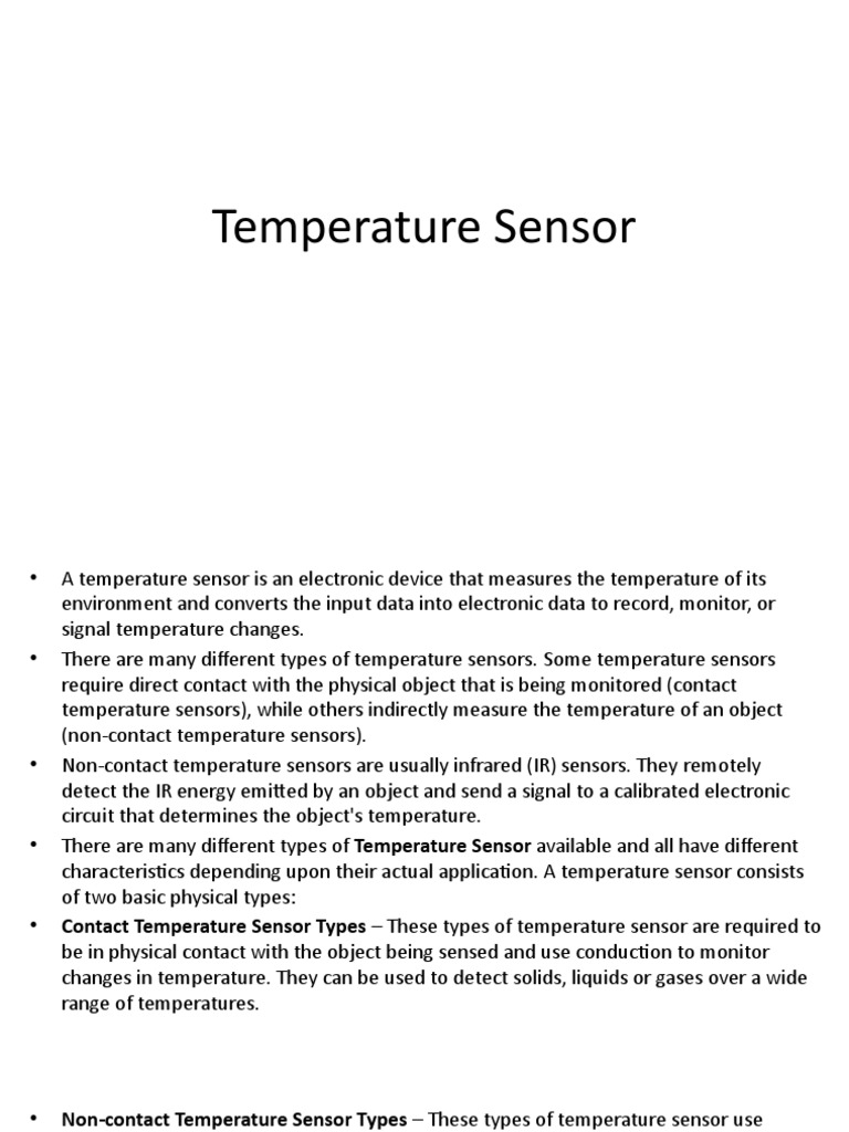 Types and Functions of Temperature Sensors | PDF | Electrical ...