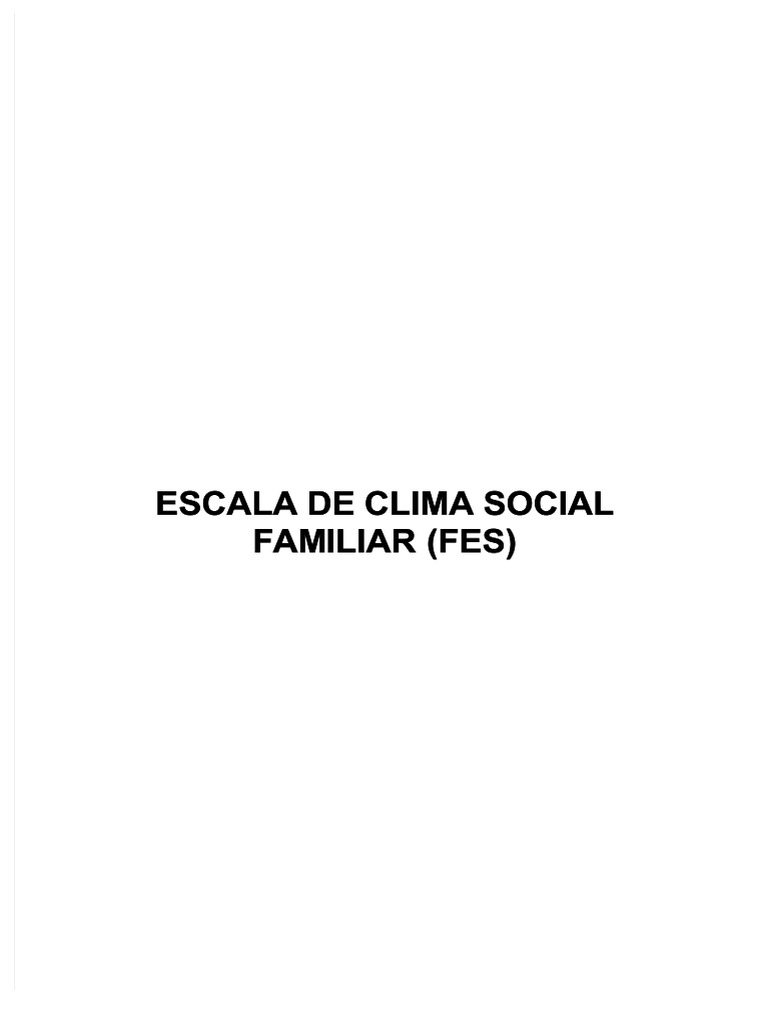 Escala de Clima Social Familiar Fes | PDF | Pruebas psicologicas | Psicometría