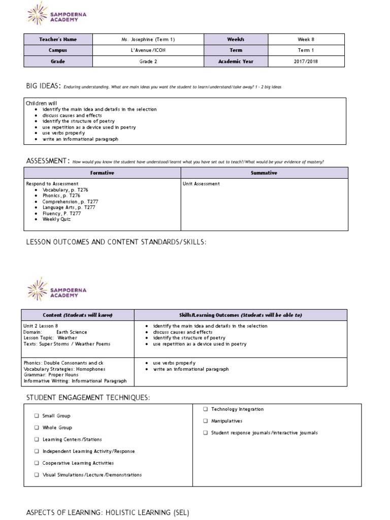 ELAR Term 1 Week 8 Lesson Plan | PDF | Phonics | Reading Comprehension