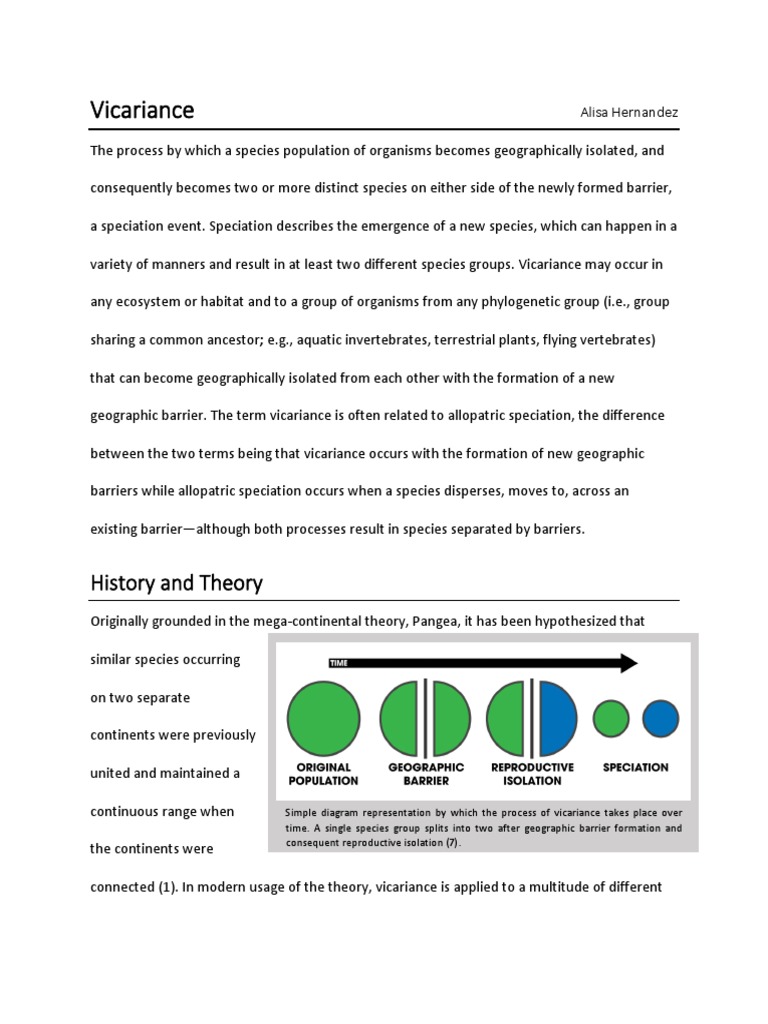 Vicariance and Speciation Explained | PDF | Species | Nature