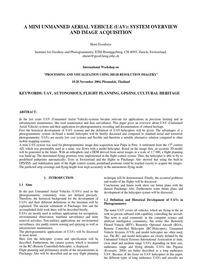A Mini Unmanned Aerial Vehicle (Uav) : System Overview and Image ...