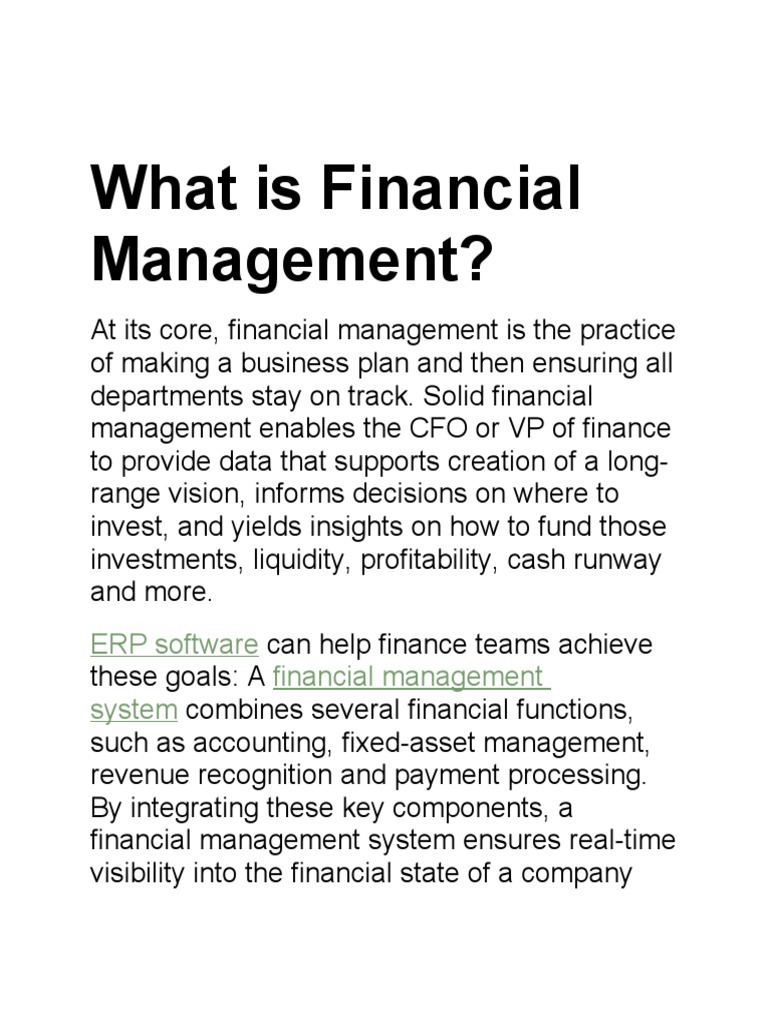 Financial Management for CFOs | PDF