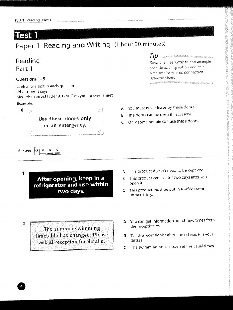 PET-Practice Test 1 | PDF