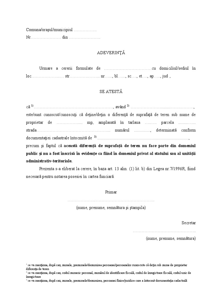 Adeverinta Notare Posesie | PDF