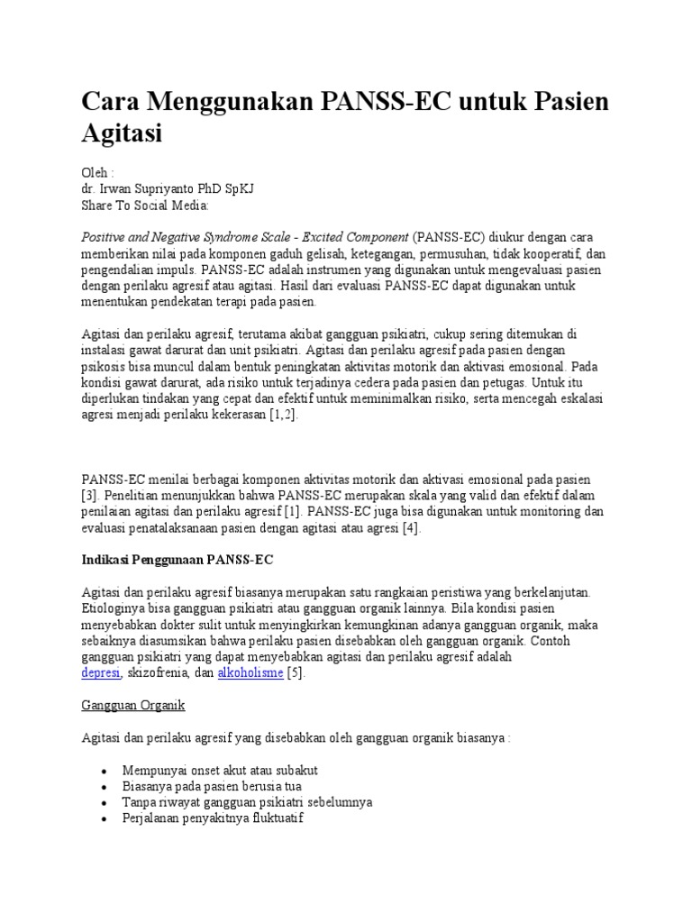 Cara Menggunakan PANSS | PDF