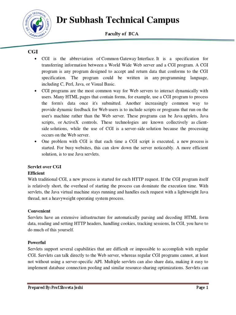 DR Subhash Technical Campus: Faculty of BCA | PDF | Internet & Web ...