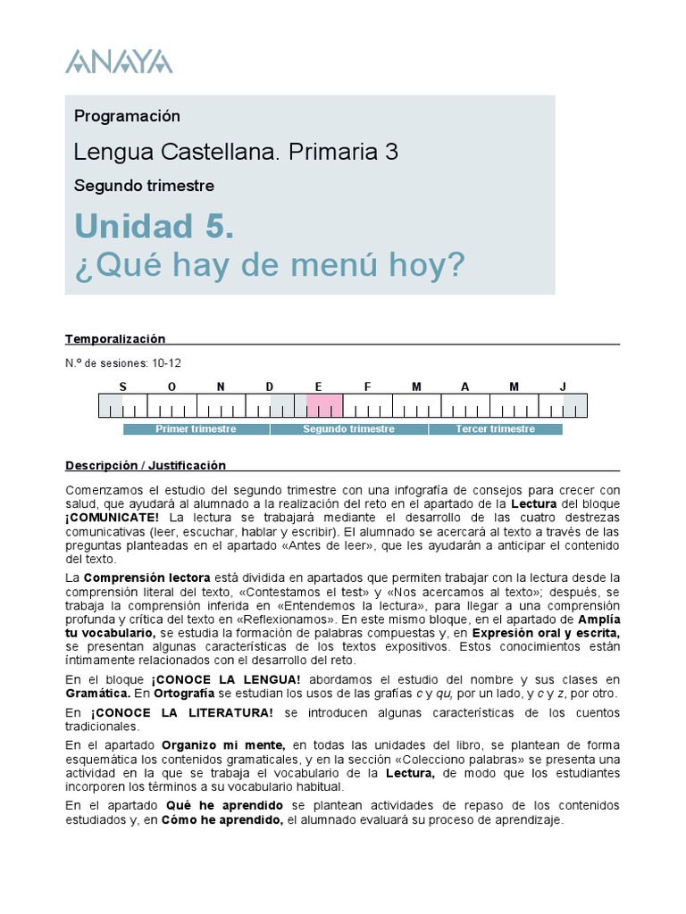 LenguaCas3p Ext U05 | PDF | Aprendizaje | Comprensión lectora