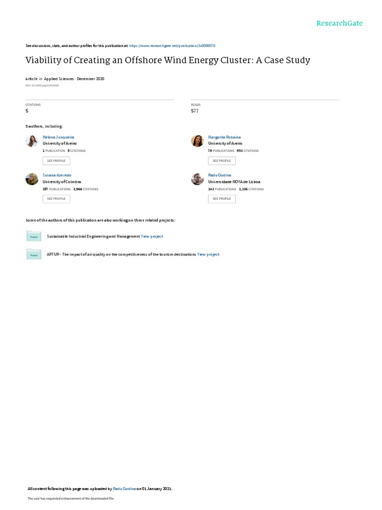 Viability of Creating An Offshore Wind Energy Cluster: A Case Study ...