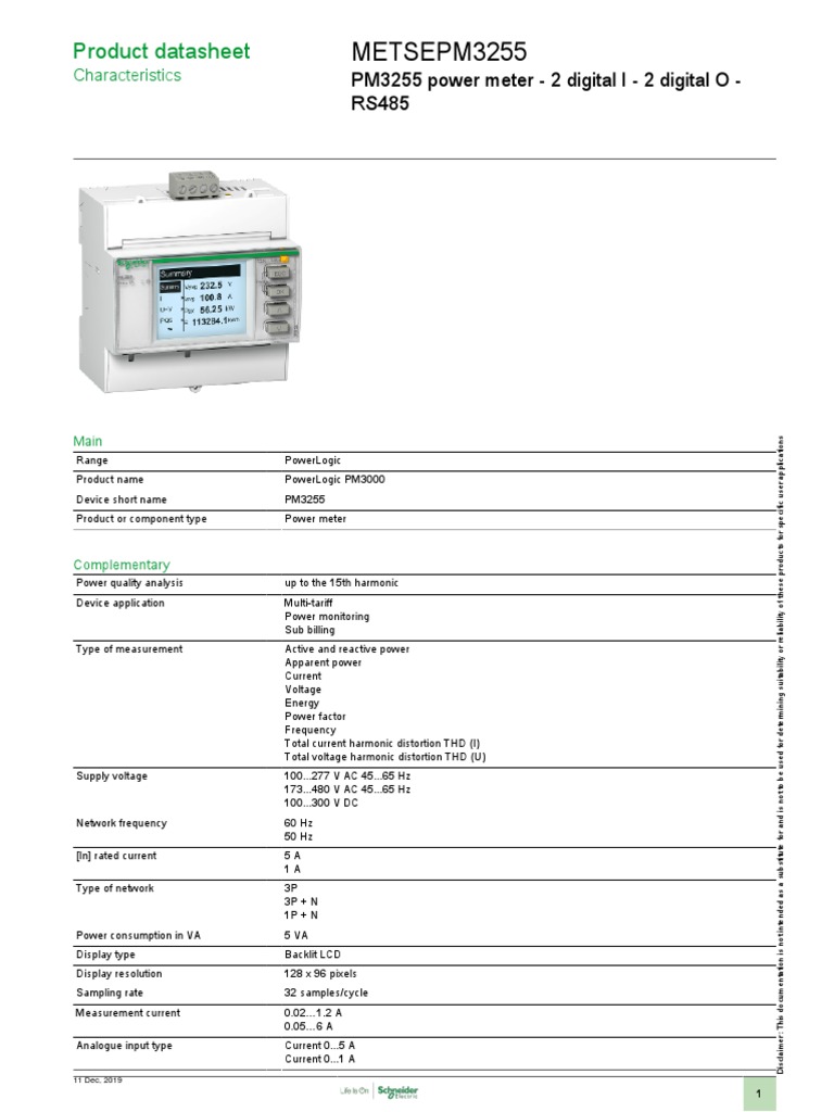 PowerLogic PM3000 Series - METSEPM3255 | PDF | Alternating Current ...