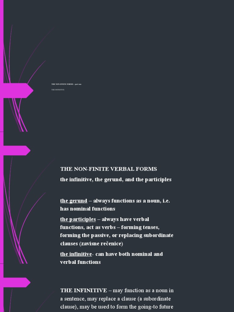 The Non-Finite Forms - Part One | PDF | Syntax | Grammatical Conjugation
