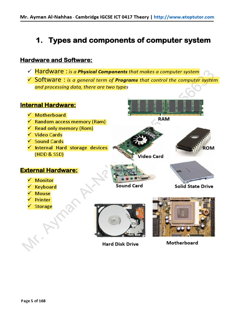 1-Full ICT 0417 Note Theory | PDF | Computer Data Storage | Computer Hardware