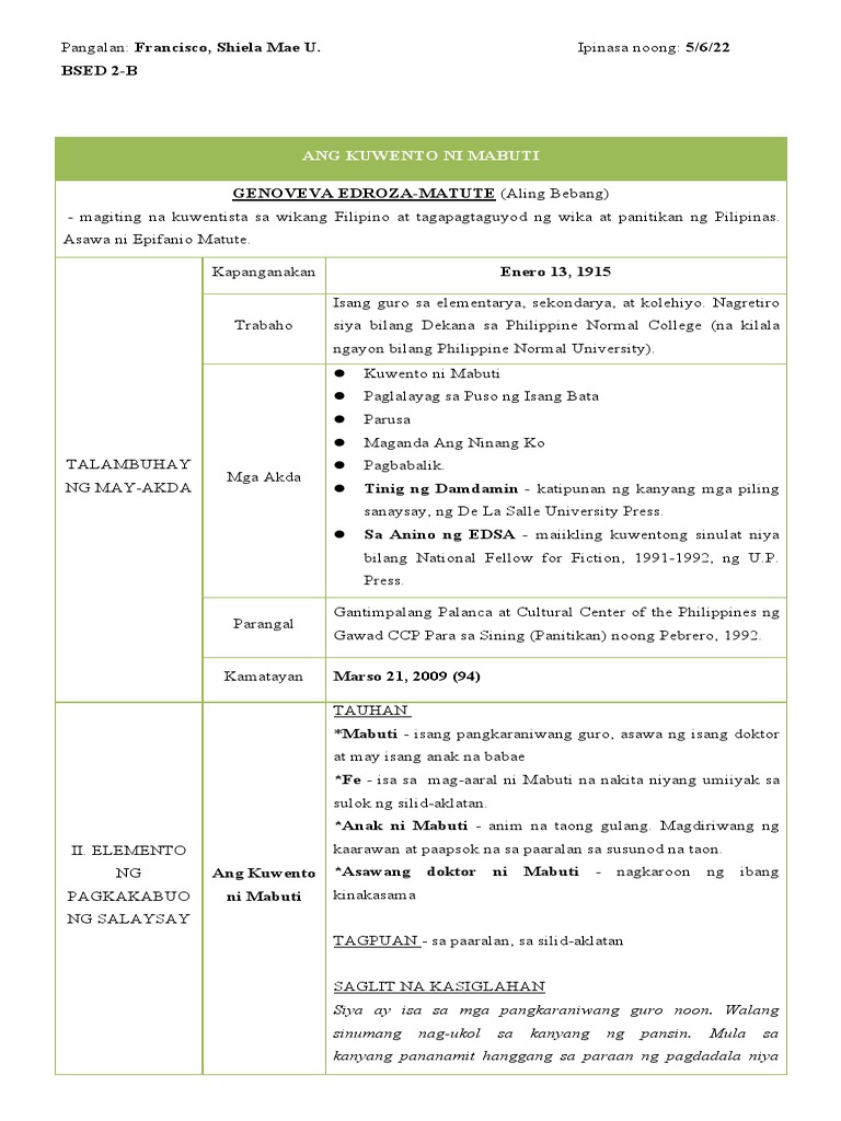 Pagsusuri NG Mga Maikling Kwento at Tula | PDF