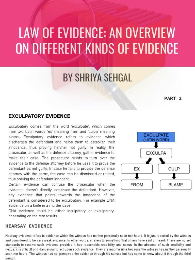 Law of Evidence: An Overview On Different Kinds of Evidence: by Shriya ...