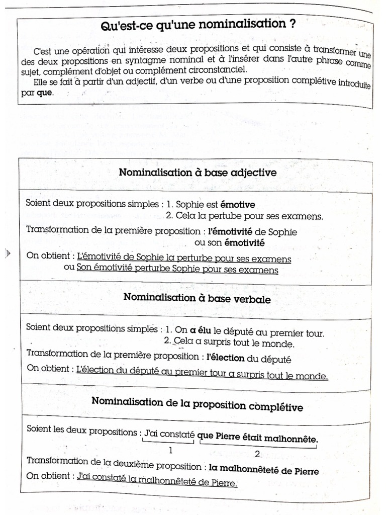 La Nominalisation 1 | PDF