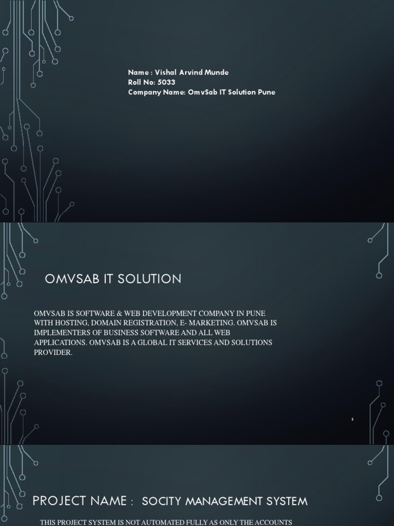 Name: Vishal Arvind Munde Roll No: 5033 Company Name: Omvsab It Solution Pune | PDF | Spring ...