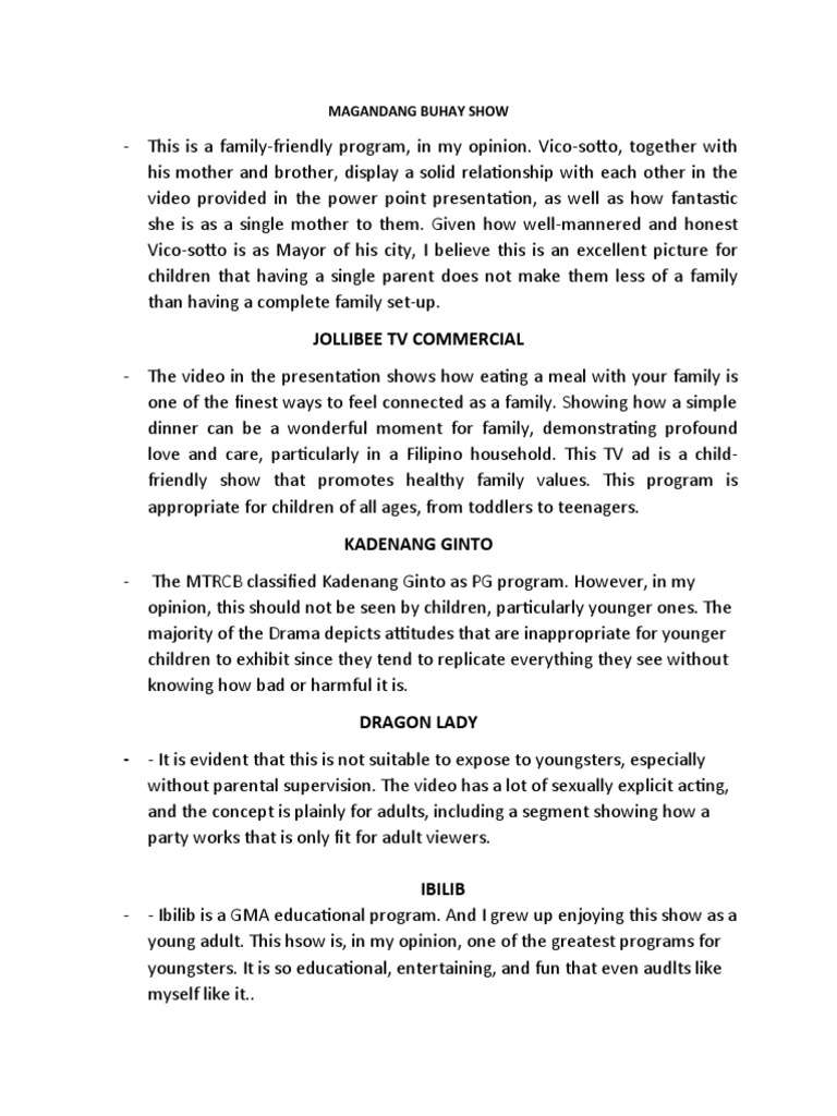 Jollibee TV Commercial: Magandang Buhay Show | PDF