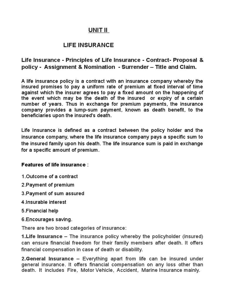 Unit Ii Life Insurance | PDF | Insurance | Life Insurance